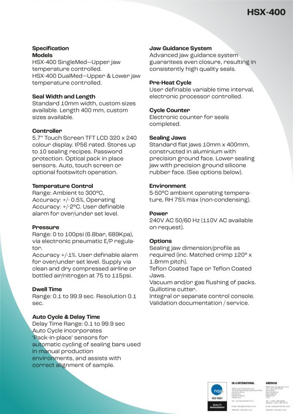 HSX-400 Medical Heat Sealer | AML Instruments